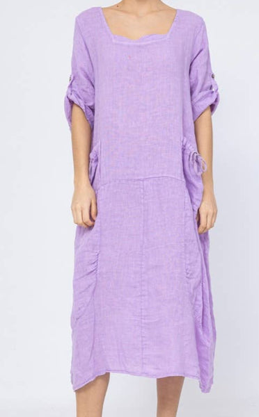 7697 Linen Solid Colette Dress – Cottonways