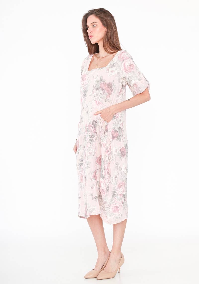 Colette Flower Linen Dress 7697 – Cottonways