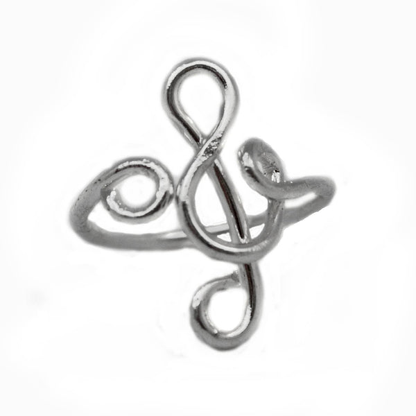 Silver Plated Adjustable Ring - Treble Clef – Cottonways